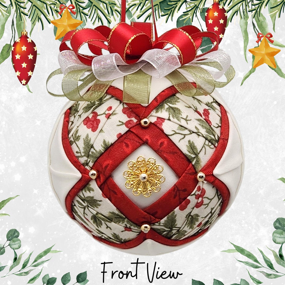 Handcrafted Quilted Christmas Tree Ornament, Vintage Holiday Decoration ...