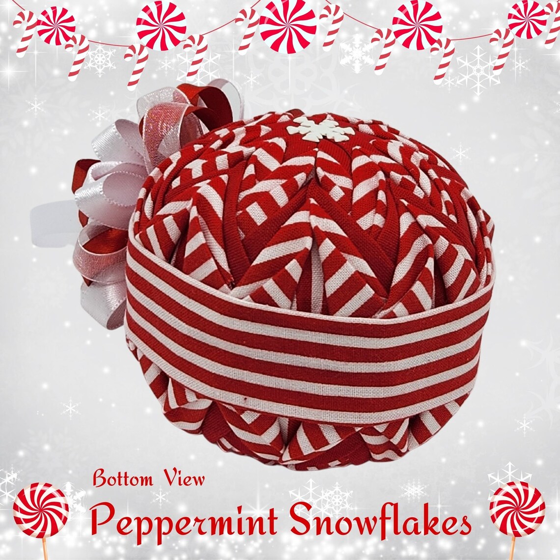 Snowflake Christmas Ornament Peppermint Snowflake Ornament - Etsy