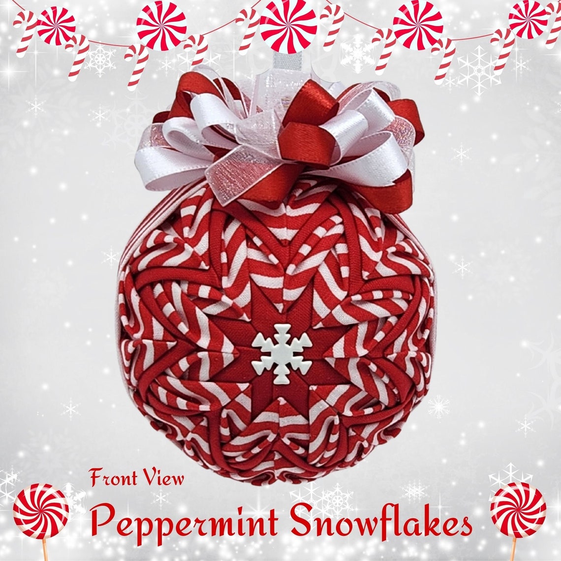 Snowflake Christmas Ornament Peppermint Snowflake Ornament - Etsy