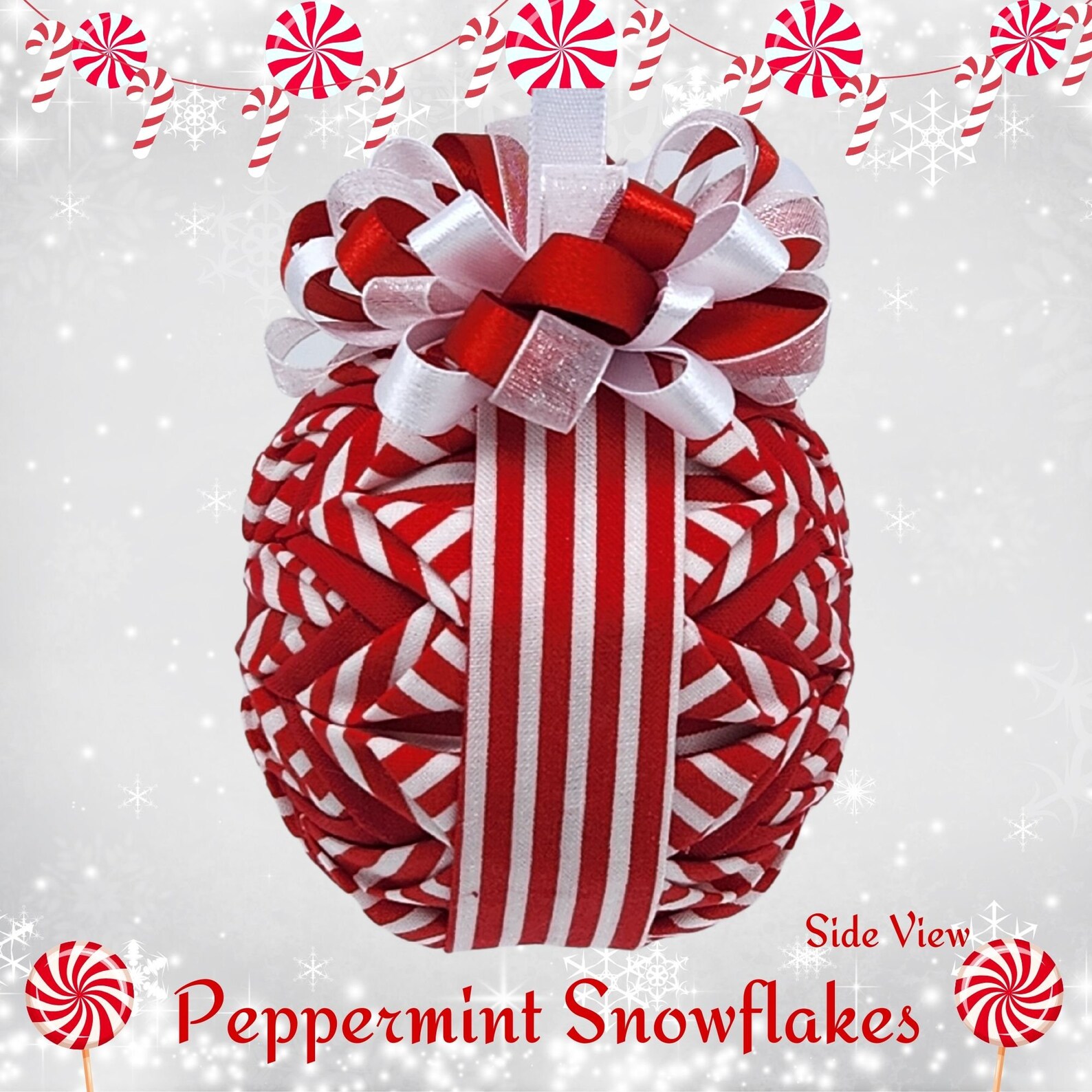 Snowflake Christmas Ornament Peppermint Snowflake Ornament - Etsy