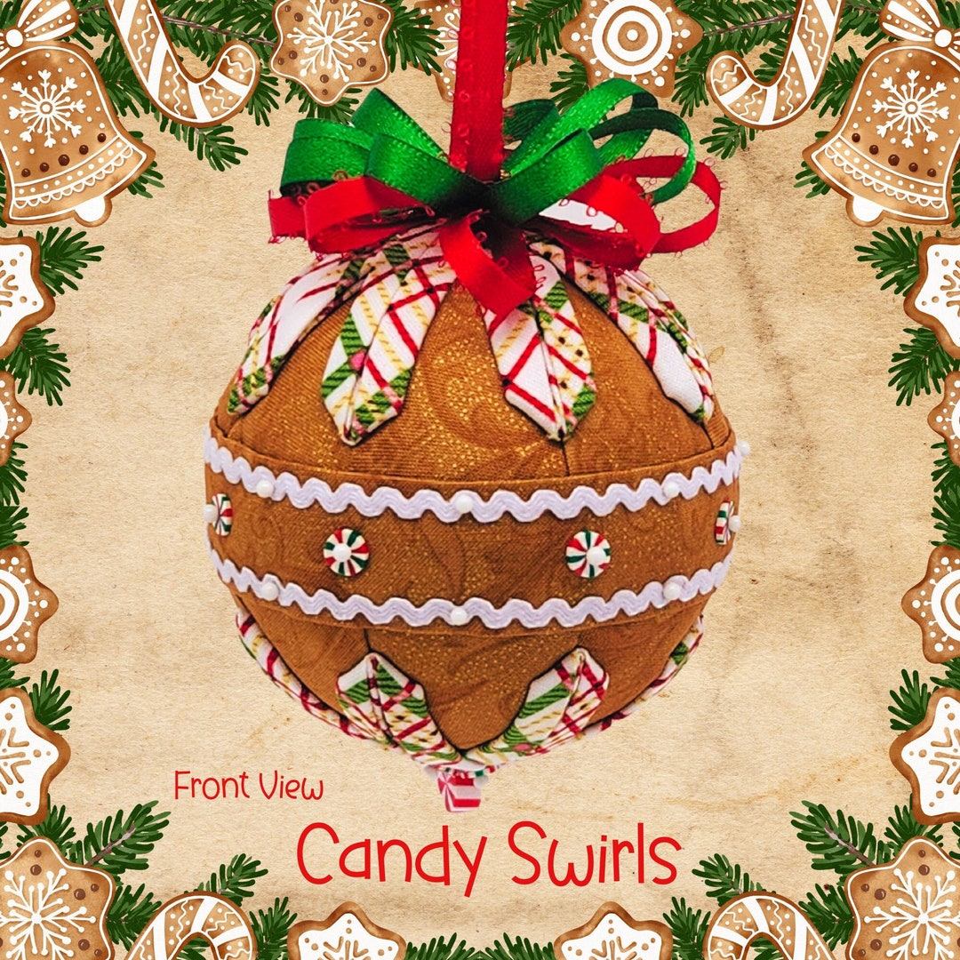 Candy Swirls Christmas Ornament, Quilted Candy Ornament, Handmade Candy ...