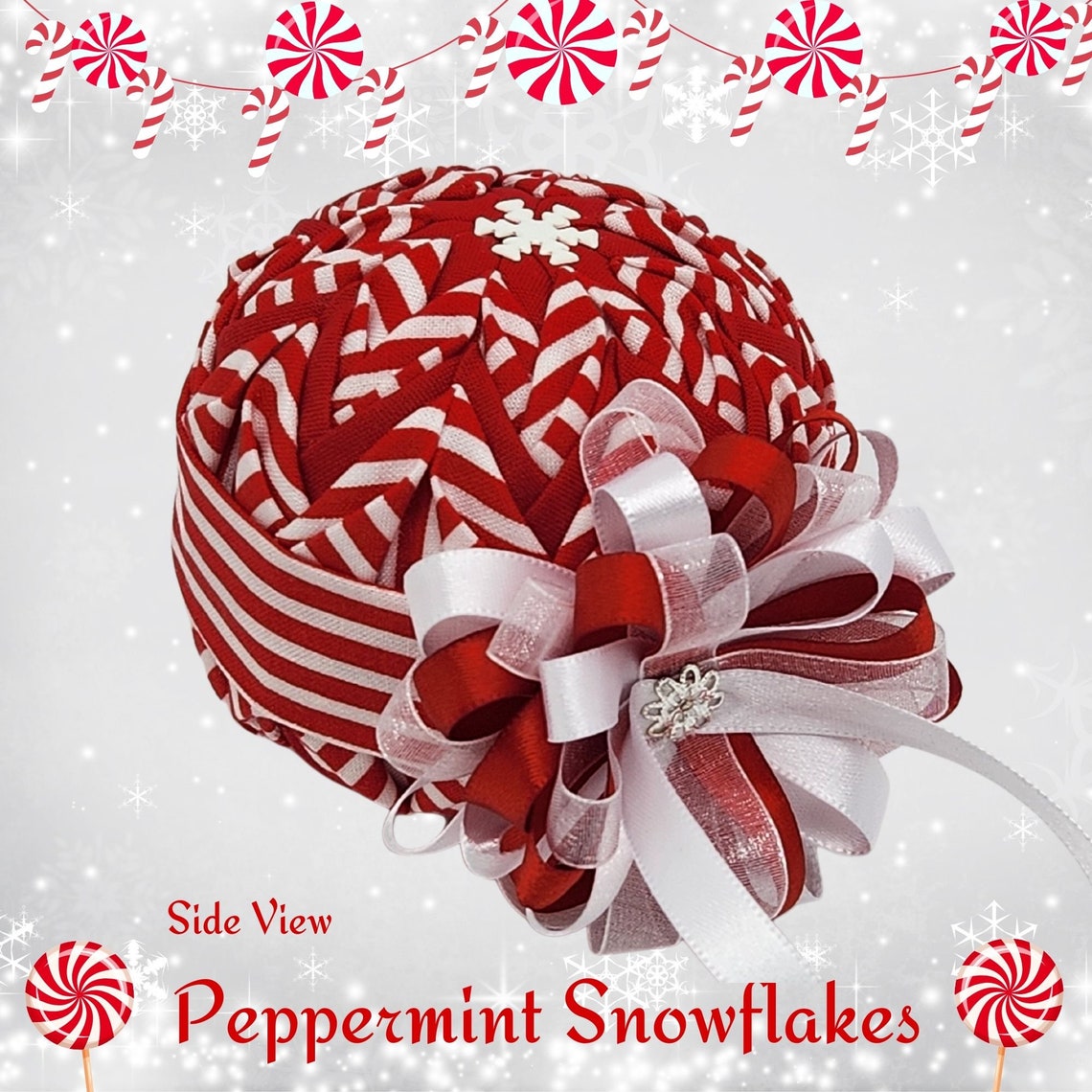 Snowflake Christmas Ornament Peppermint Snowflake Ornament - Etsy