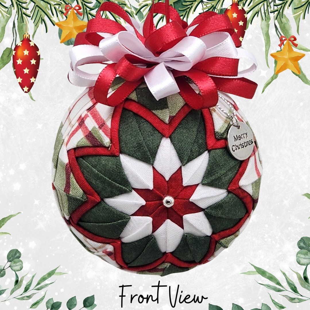 Handcrafted Quilted Christmas Tree Ornament, Rustic Holiday Decoration ...