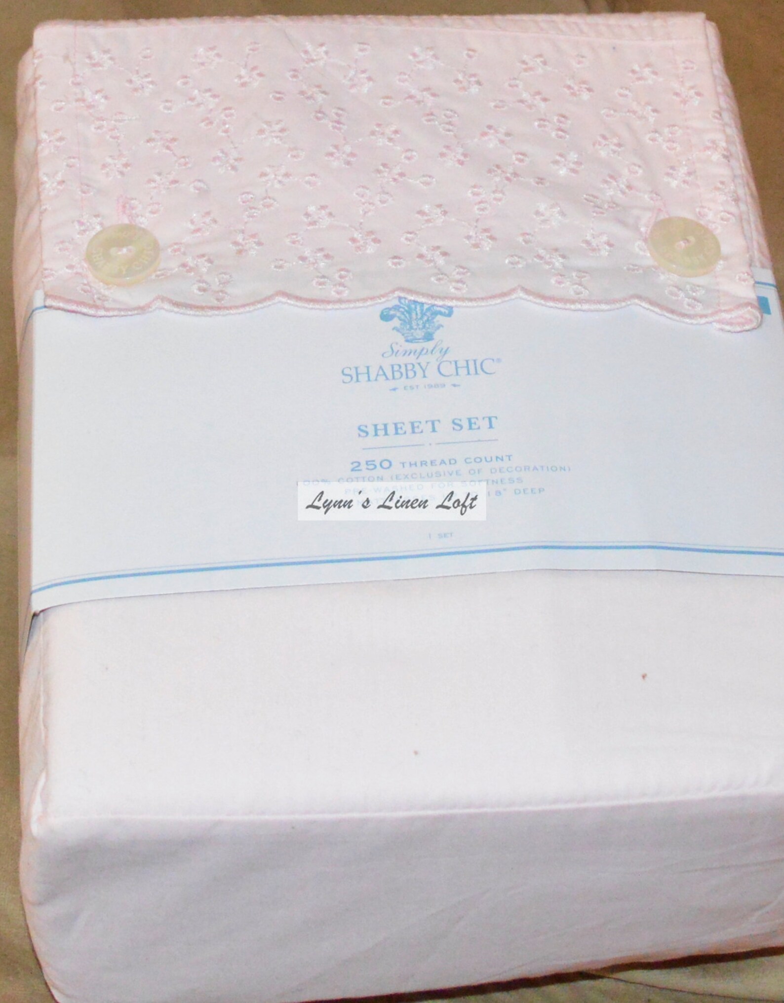 Simply Shabby Chic Pink Embroidered Hem Full Sheet Set Cotton - Etsy