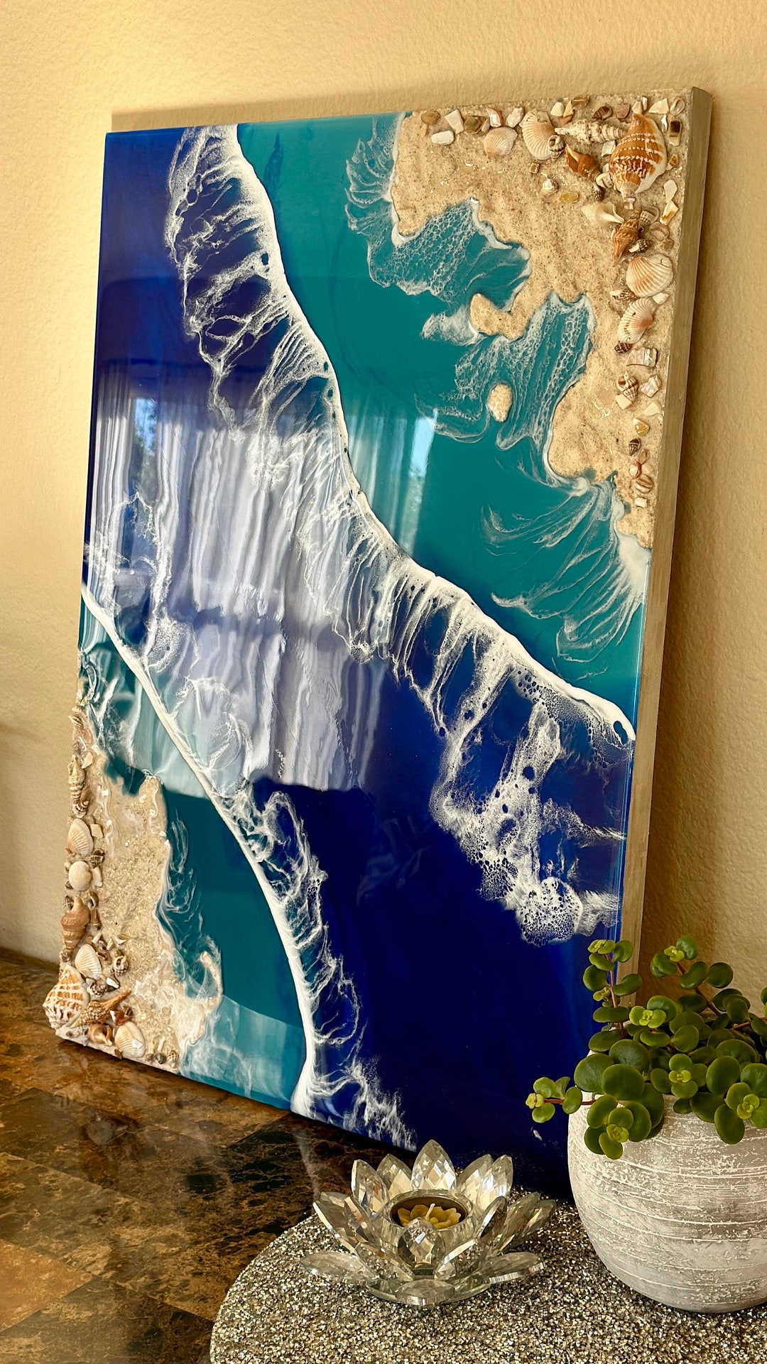 Sapphire Serenity - Beach Waves - Resin Art - Etsy