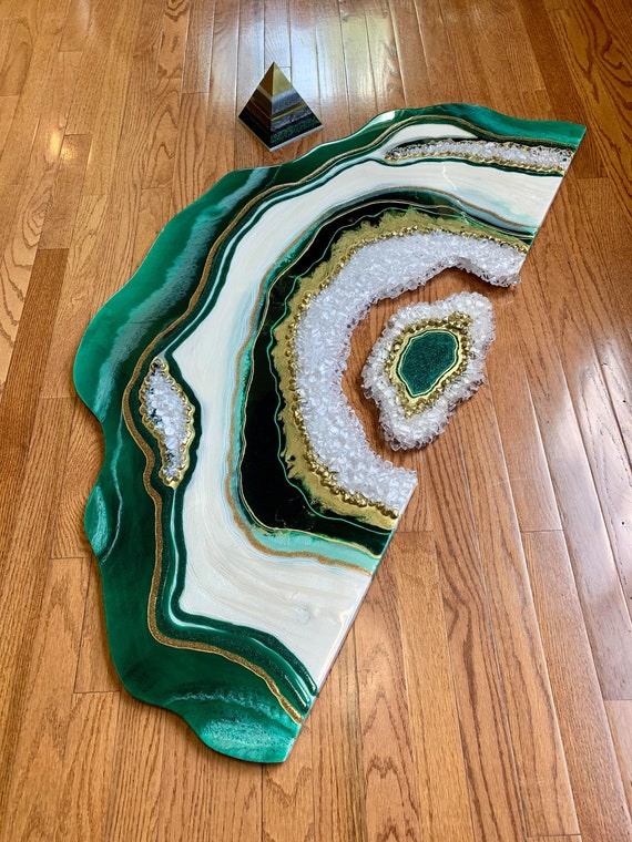 Emerald Collection Resin Geode Wall Art Large Painting - Etsy