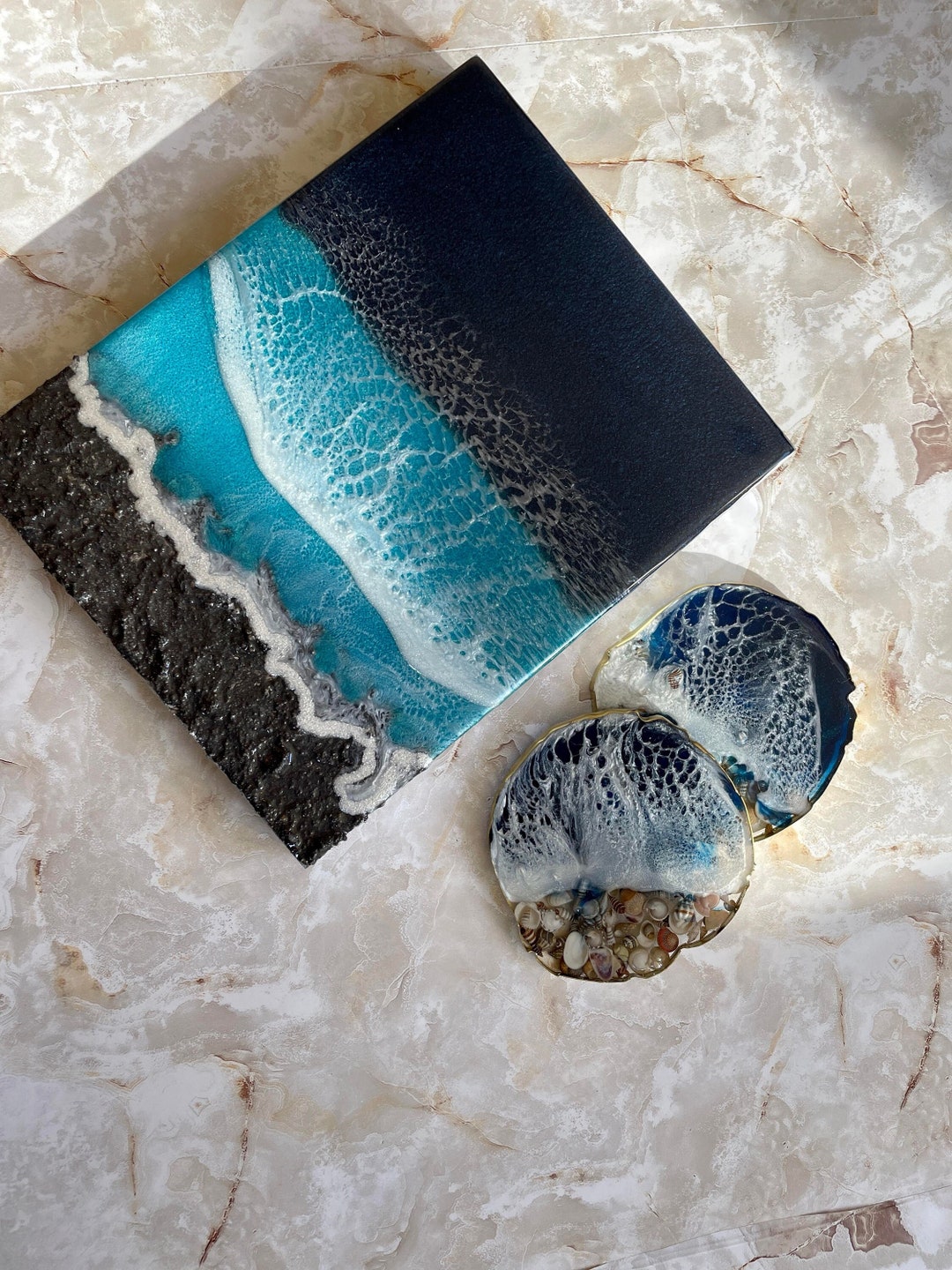 Beach Waves - Ocean Painting - Resin 3D Art - Etsy