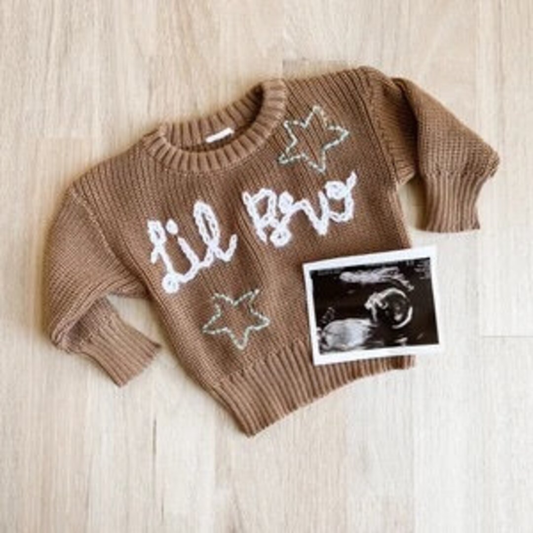 Lil Bro Sweater - Big Bro- Custom Hand Embroidered Sibling Knit ...