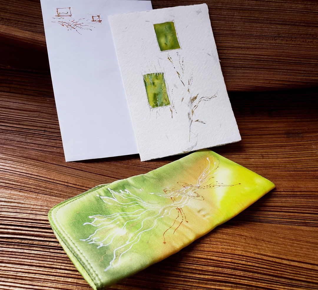 10-103 "spring Ii." Set 2 Pc. - Silk Eyeglass Case + Greeting Card - Etsy