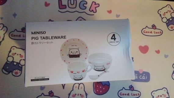 Miniso Kawaii Pig Tableware Set of 4 Dishes - Etsy