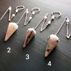 Moonstone Pendulum, Silver Plate, Pick Your Pendulum, Natural Crystals, Box and Pouch Included ...