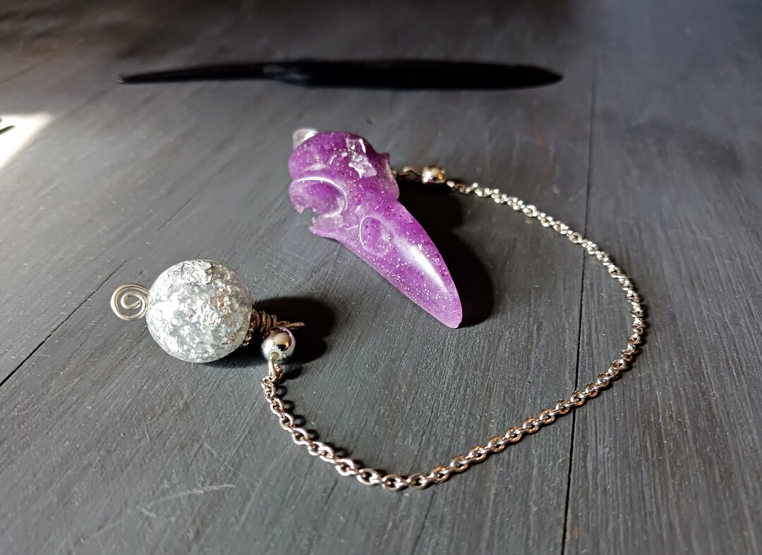 Crow Skull Pendulum, Crystal Third Eye, With Pouch - Etsy