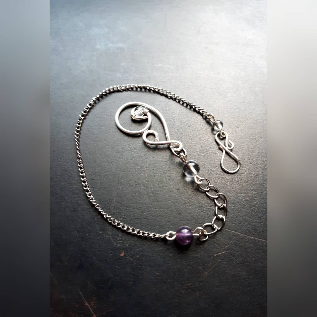 Crystal Pendulum Chain, Amethyst, Quartz, Wire Wrap, With Pouch - Etsy