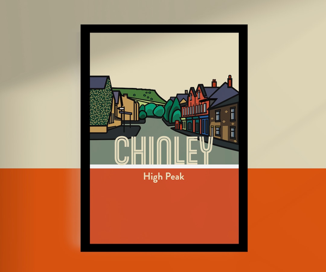 Chinley High Peak Derbyshire A3/A4 Sizes Illustrated Art Print of ...