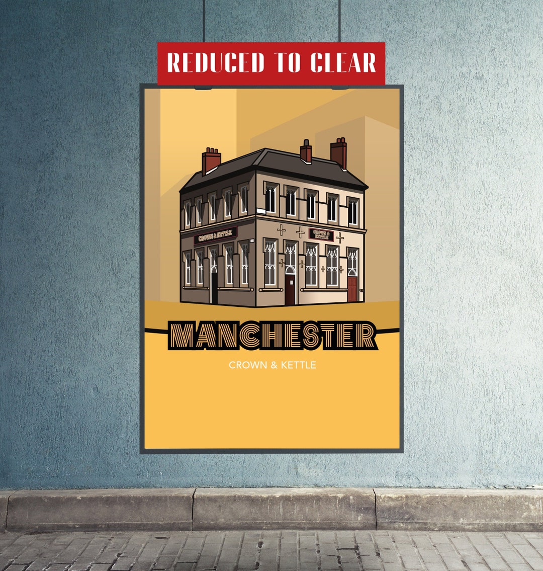 Manchester Poster Crown & Kettle CLEARANCE A3/A4 Sizes - Etsy Singapore