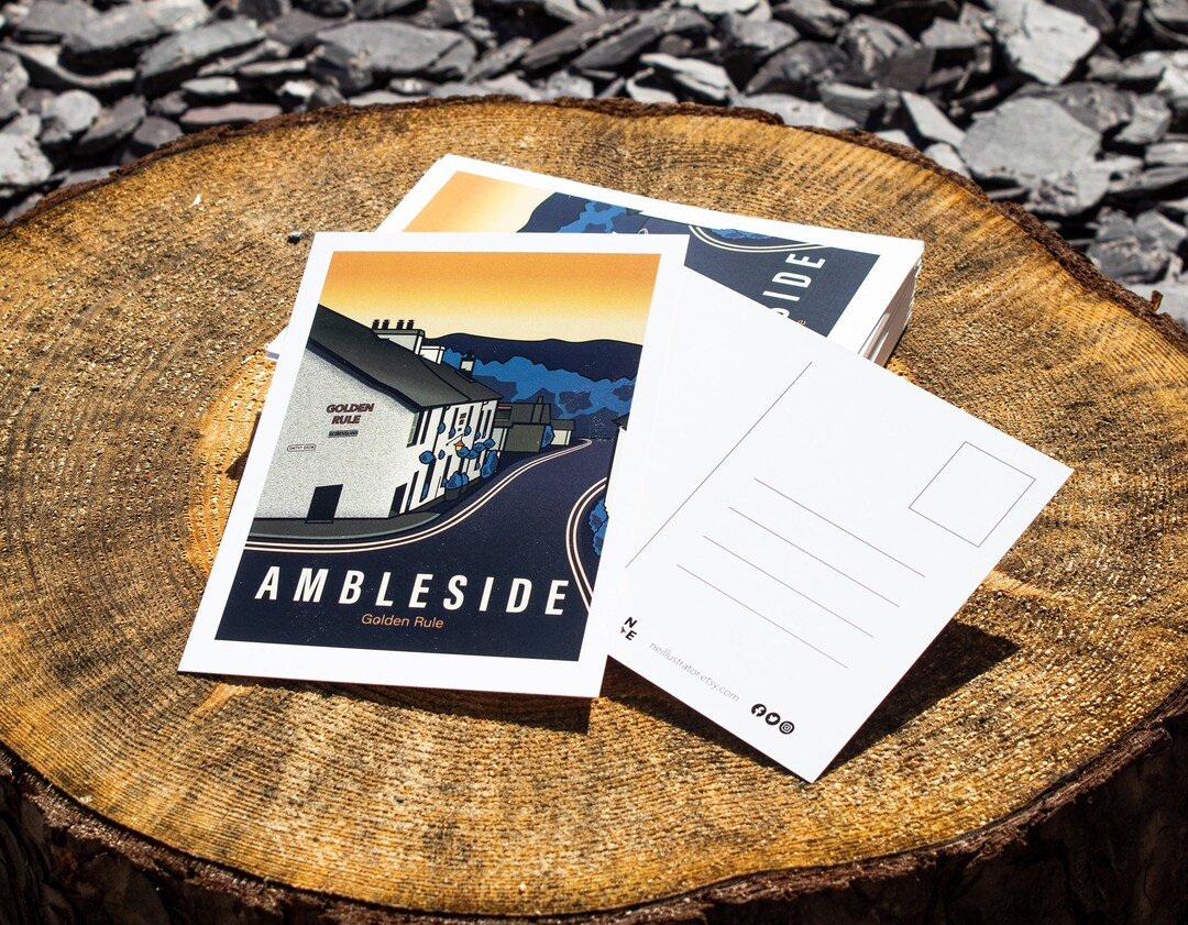 Ambleside Lake District Postcard Golden Rule A6 Size Print of English ...
