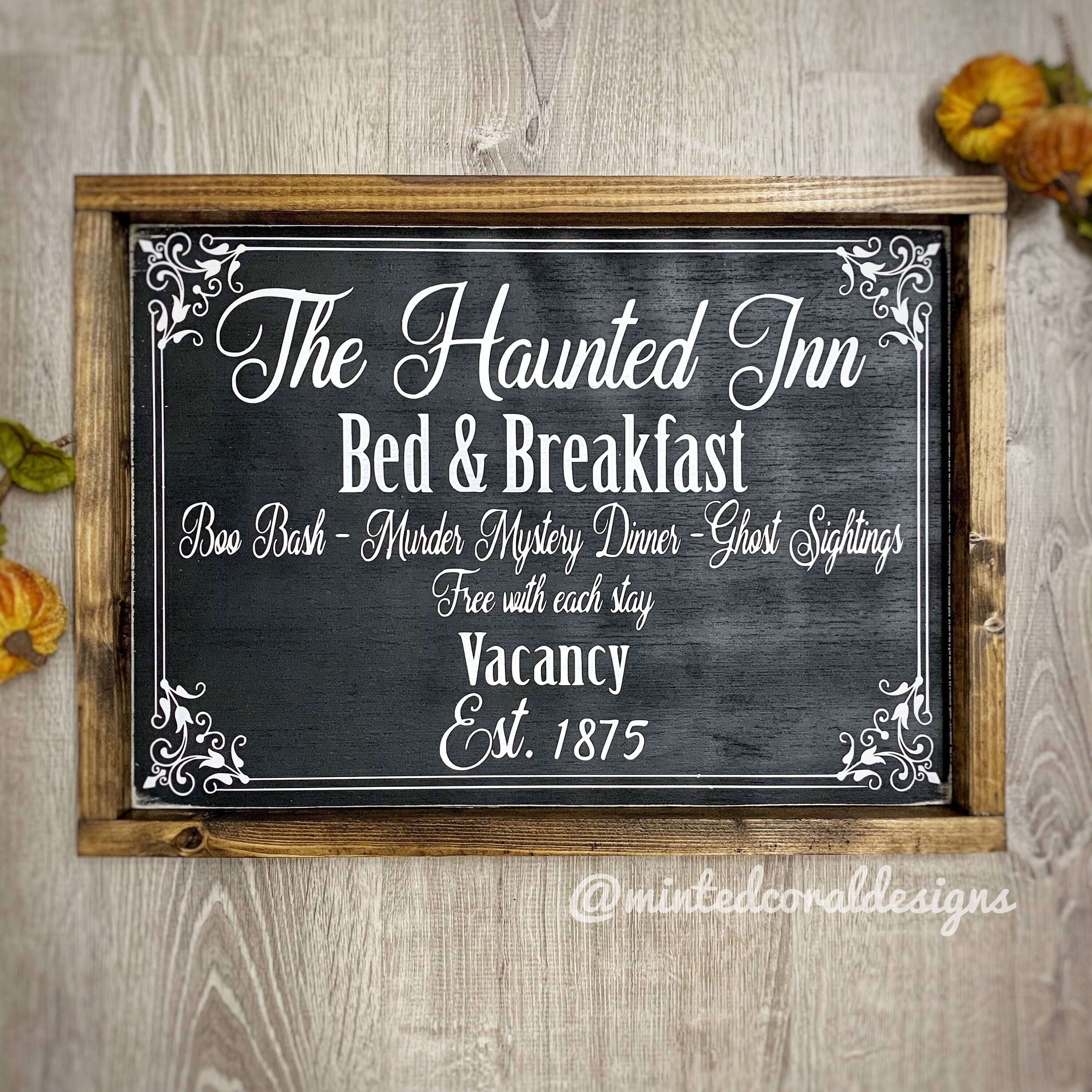 Halloween Sign The Haunted Inn Bed & Breakfast Rustic | Etsy