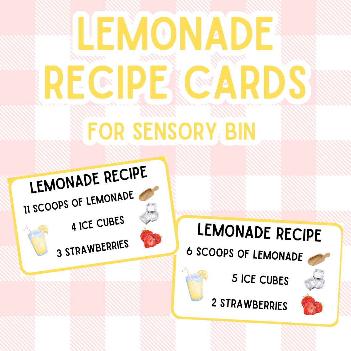 Lemonade Recipe Cards for Sensory Bin. Recipe Cards for Sensory Toy ...