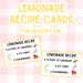 Lemonade Recipe Cards for Sensory Bin. Recipe Cards for Sensory Toy ...