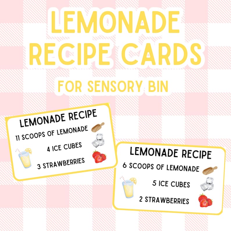 Lemonade Recipe Cards for Sensory Bin. Recipe Cards for Sensory Toy ...