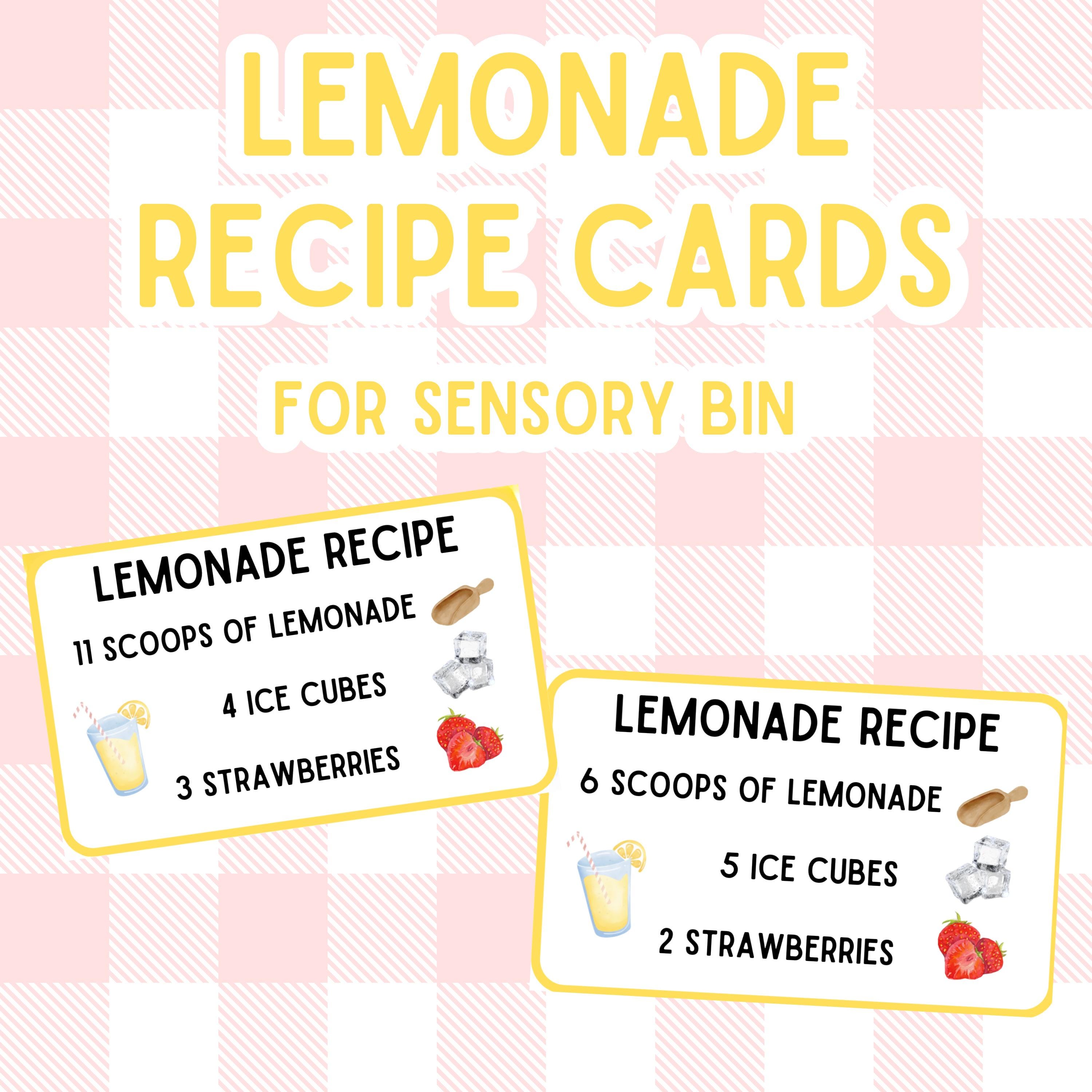 Lemonade Recipe Cards for Sensory Bin. Recipe Cards for Sensory Toy ...