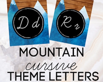 Mountain Theme Cursive Alphabet Banner for Classroom | Etsy