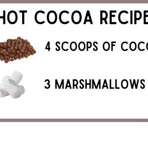 Hot Cocoa Recipe Cards for Sensory Bin. Recipe Cards for Sensory Toy ...