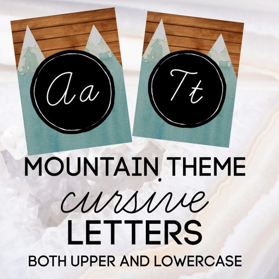 Mountain Theme Cursive Alphabet Banner for Classroom | Etsy