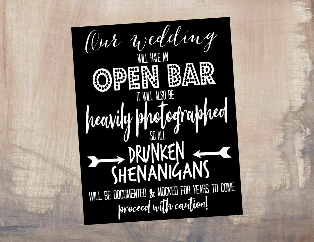 OPEN BAR WEDDING Sign *** Printable **** Digital Download - Etsy