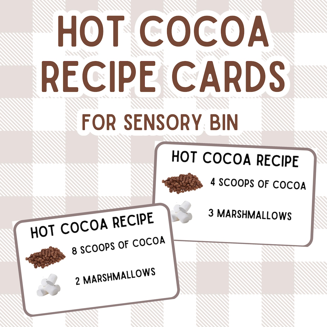 Hot Cocoa Recipe Cards for Sensory Bin. Recipe Cards for Sensory Toy ...