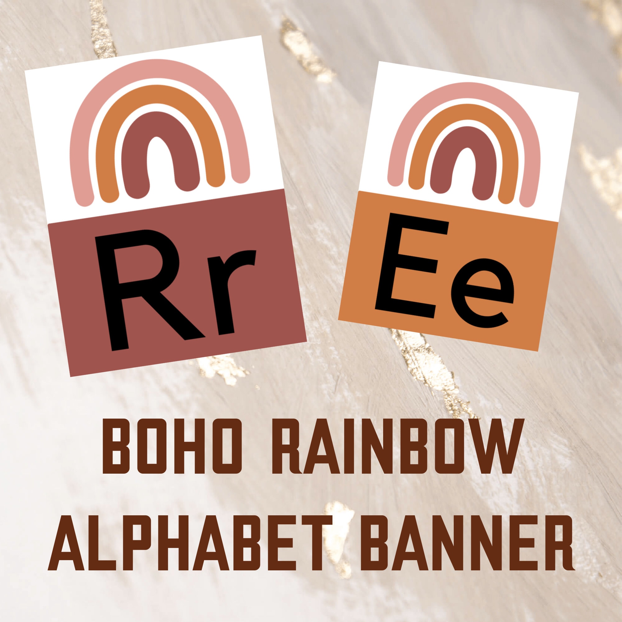 BOHO RAINBOW Alphabet Banner for Classroom - Upper and Lowercase ...