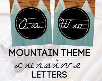 Mountain Theme Cursive Alphabet Banner for Classroom | Etsy