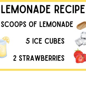 Lemonade Recipe Cards for Sensory Bin. Recipe Cards for Sensory Toy ...