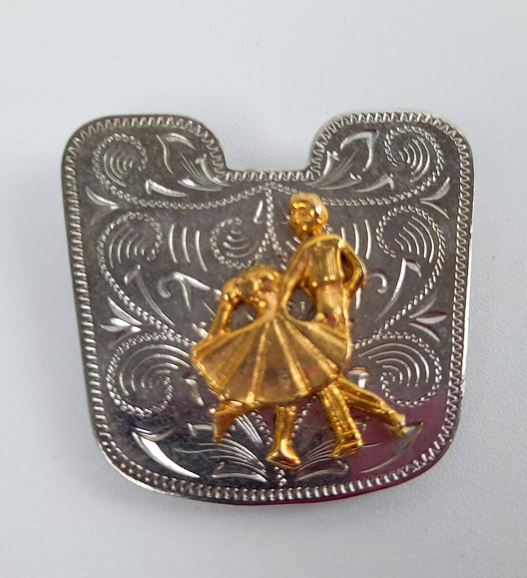 Vintage Square Dancing Scarf Bolo Tie Slide, Silver Western Design ...