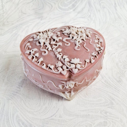 Vintage 1974 Incolay Stone Rose Trinket Box - Etsy