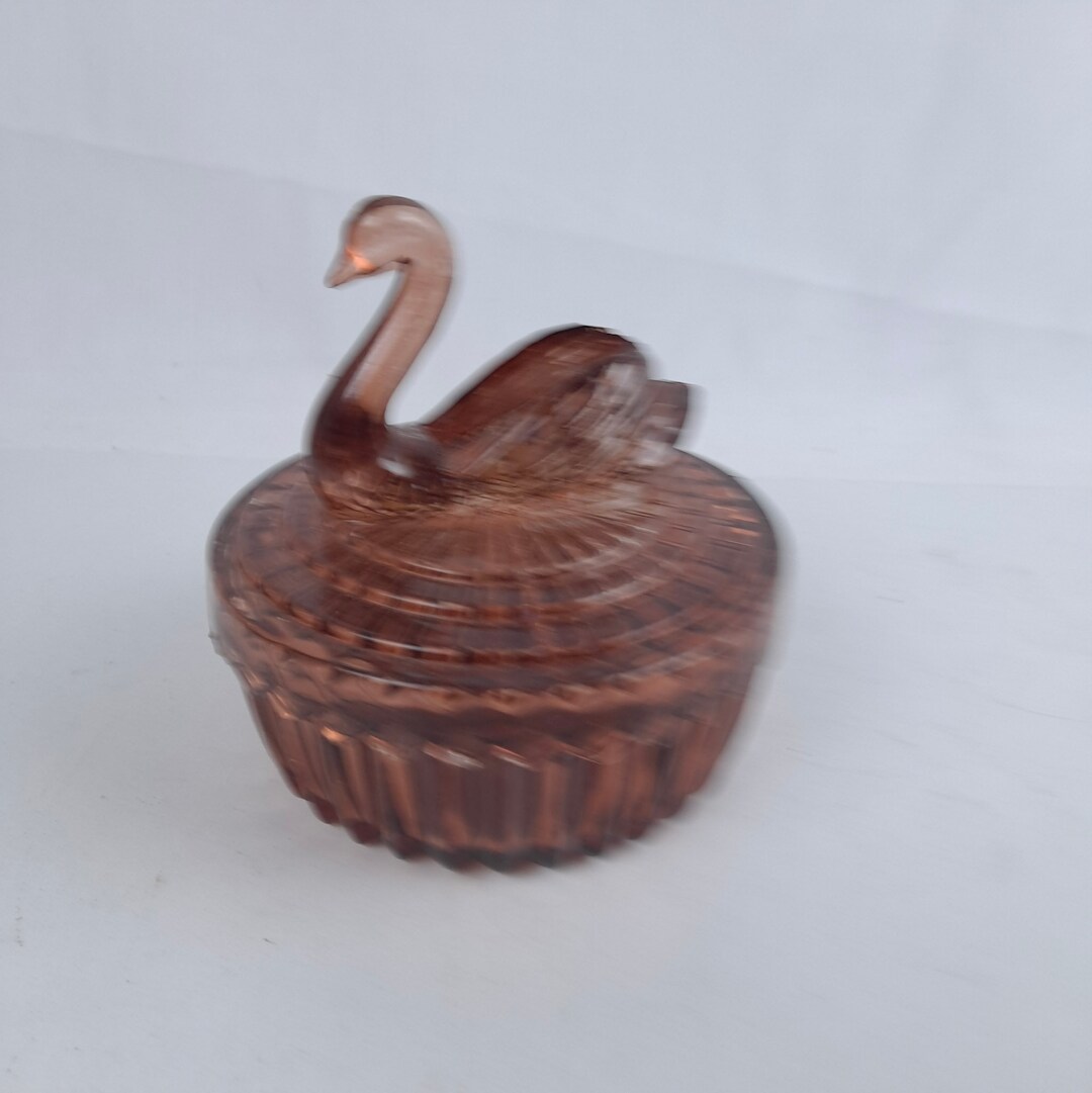 Purple Jeannette Glass Swan Trinket Box or Candy Dish - Etsy