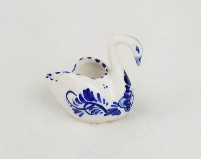Porcelain Swan, Blue Delft Hand Painted, Vintage - Etsy