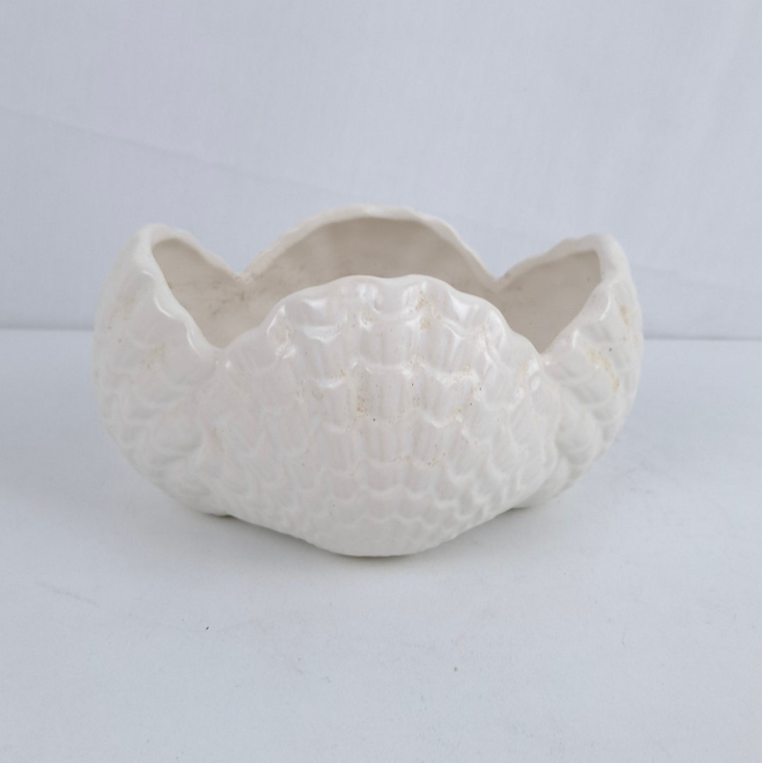 Vintage Clamshell Seashell Planter Pot Matte White Finish - Etsy