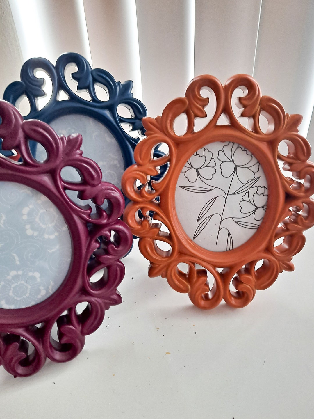 Small Oval Frames, FALL COLOR Frames, Navy, Rust, Maroon, PLASTIC Glass ...