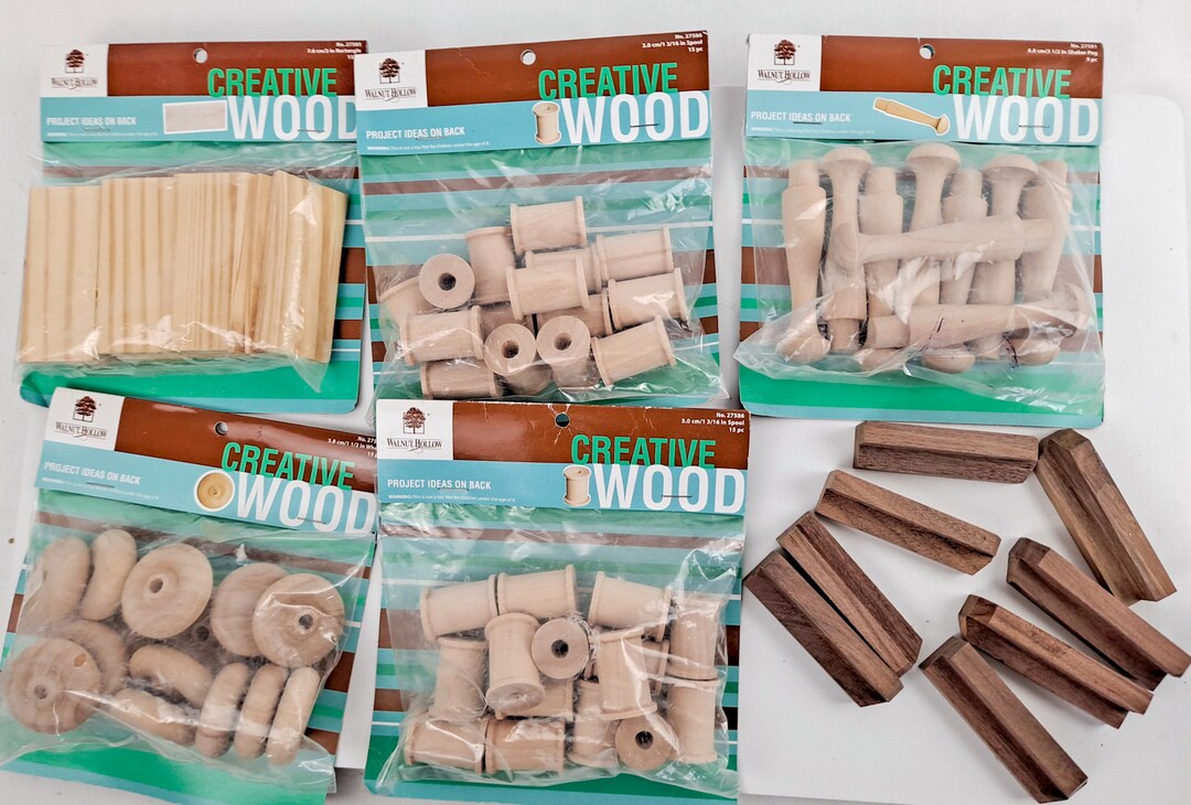 Lot of Walnut Hollow Wood Craft Supplies, Spools, Wood Pegs and More ...