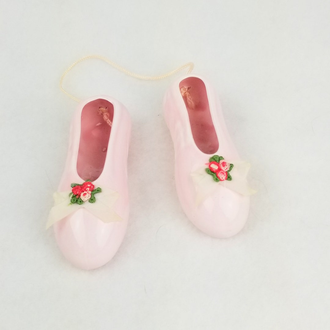Pink Ballet Slippers Wall Decor Ceramic With Ribbon Flowers - Etsy