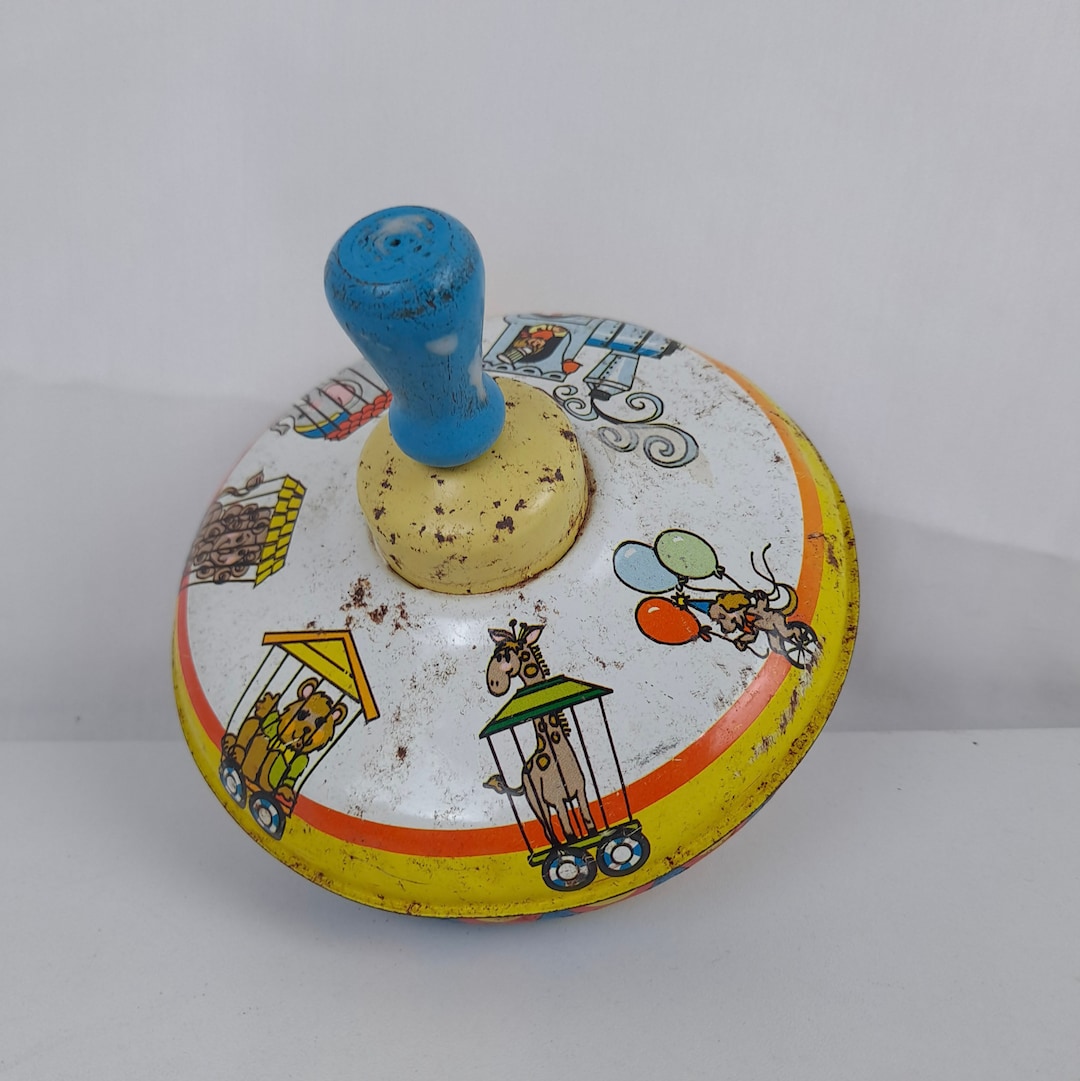 Vintage Ohio Art Spinning Metal Top Toy Circus Design - Etsy