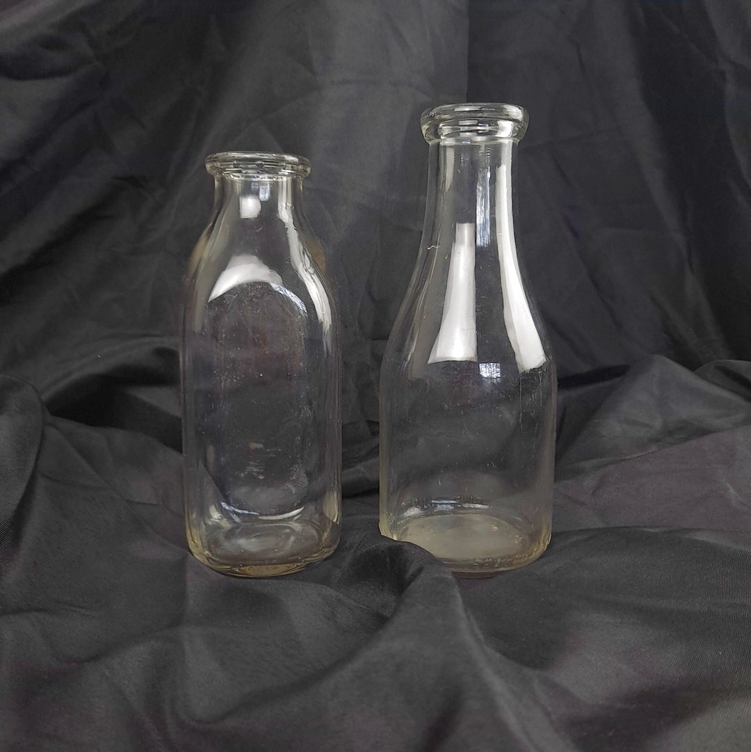 Set of 2 Vintage Glass Quart Milk Bottles Liberty Glass Co, 1947 and ...