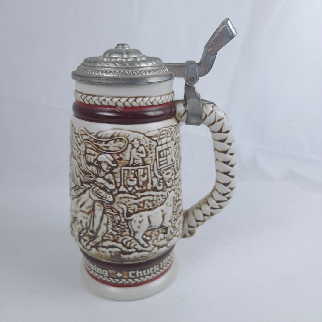 1980 Avon Collectibles Western Round-up Cowboy Beer Mug, Pewter Lidded ...