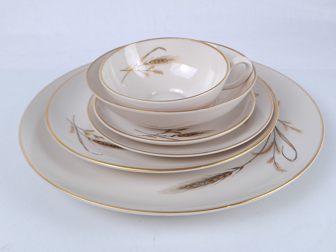 Vintage Golden Harvest Pattern From Fine Arts Fine China of Japan 6 Pc ...