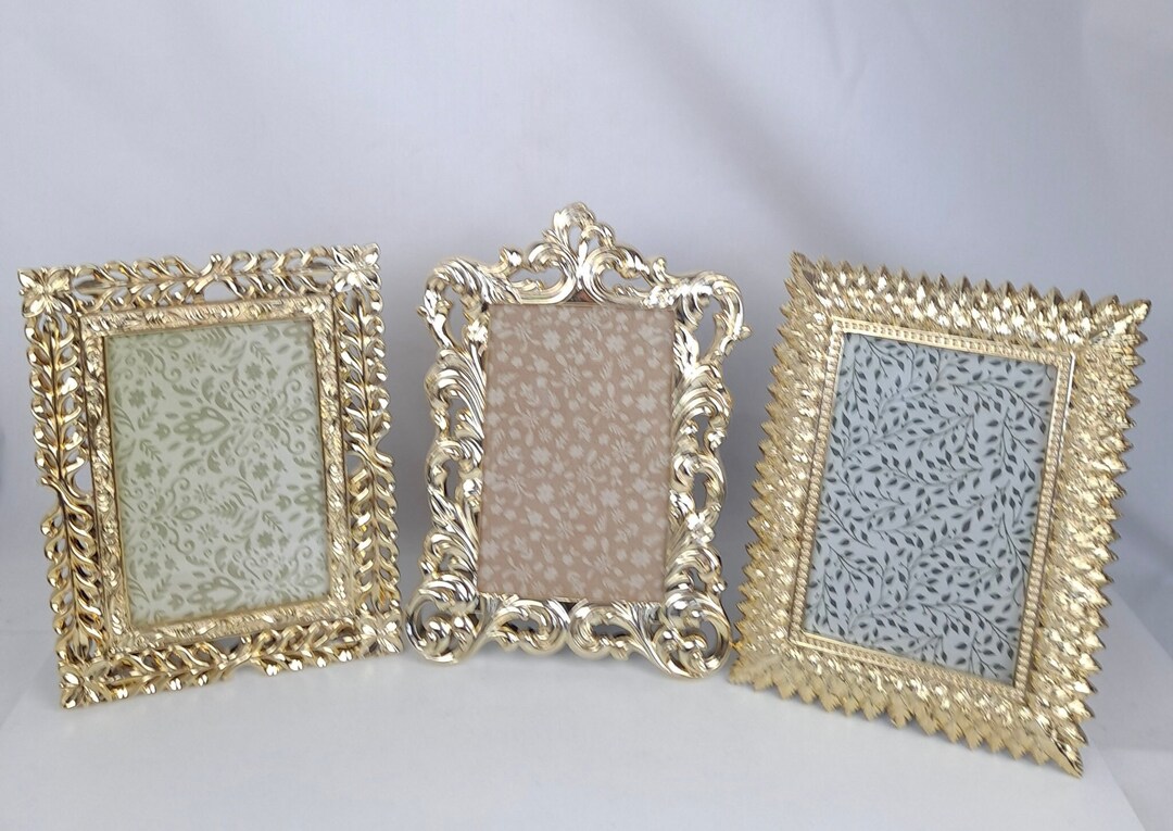 4x6 Ornate Gold Picture Frame, Bright Gold Electroplate 4x6 Photo Frame ...