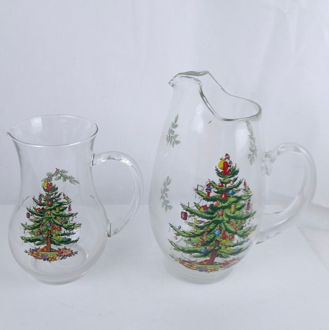 Spode Christmas Tree Glass Pitcher, Large 3QT Water Jug or Small 1QT ...