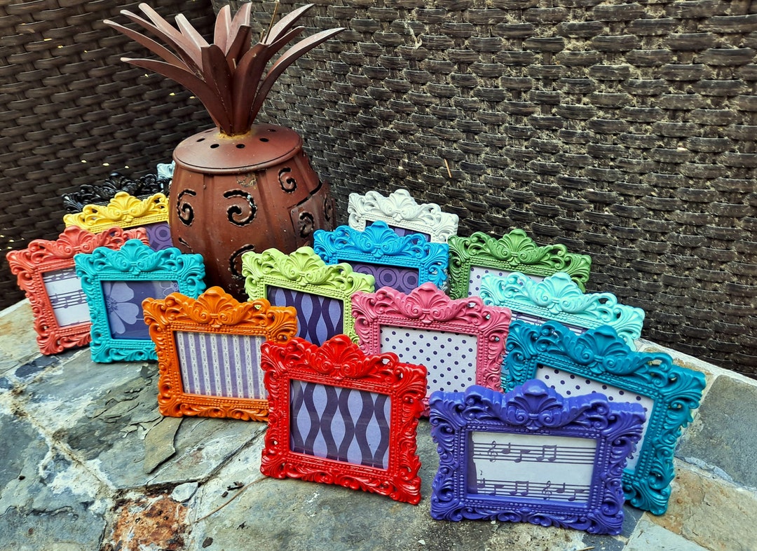 Mini Picture Frames, Mini Lacy Baroque Resin, Fun Bright Multicolored ...