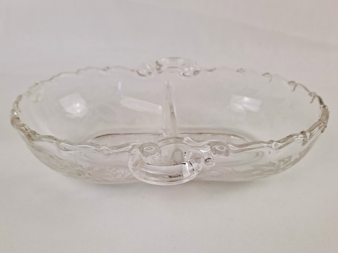 Fostoria Glass Etched Crystal Divided Relish Tray With Handles - Etsy