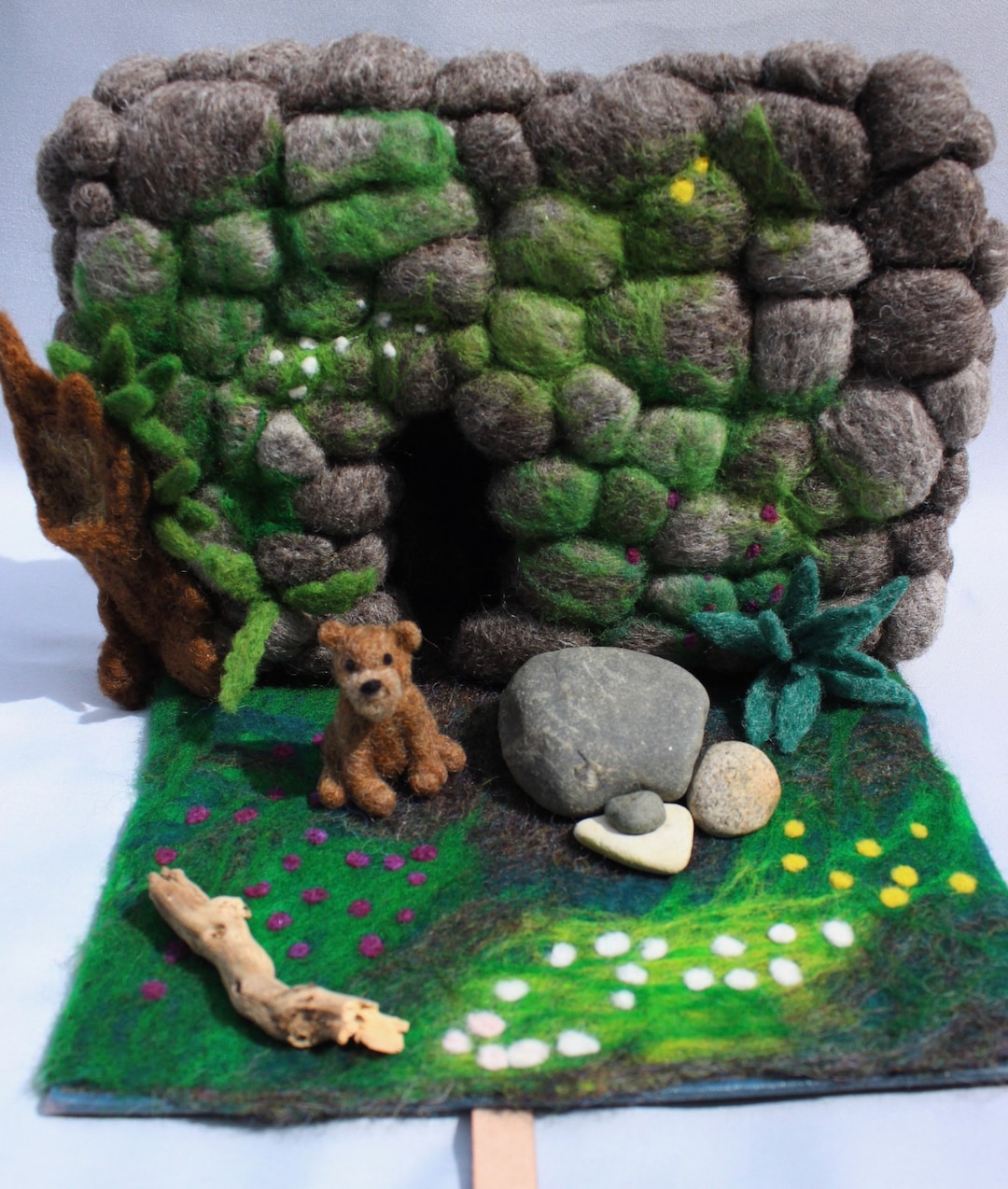 Bear Cave Playscape; Felted Playscape; Upcycled Book Playscape; Grizzly ...
